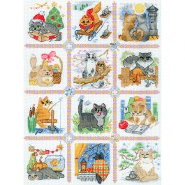 Kit broderie point de croix - Calendrier des chats - Riolis